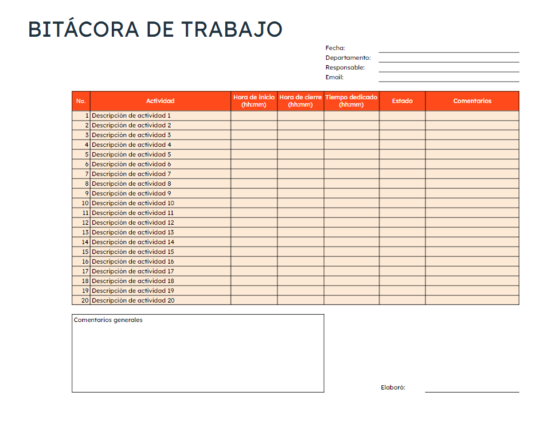 Cómo hacer una bitácora de trabajo: Registro de actividades - Guias ...